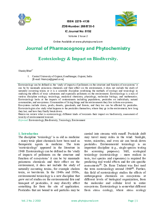 (PDF) Journal of Pharmacognosy and Phytochemistry Ecotoxicology ...