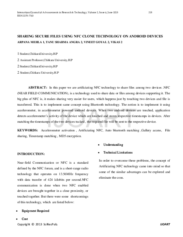 (PDF) SHARING SECURE FILES USING NFC CLONE TECHNOLOGY ON ANDROID DEVICES