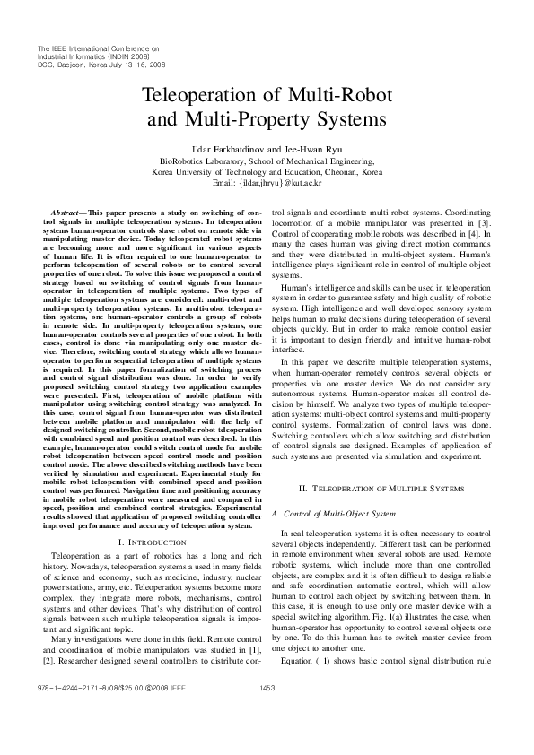 (PDF) Teleoperation of Multi-Robot and Multi-Property Systems