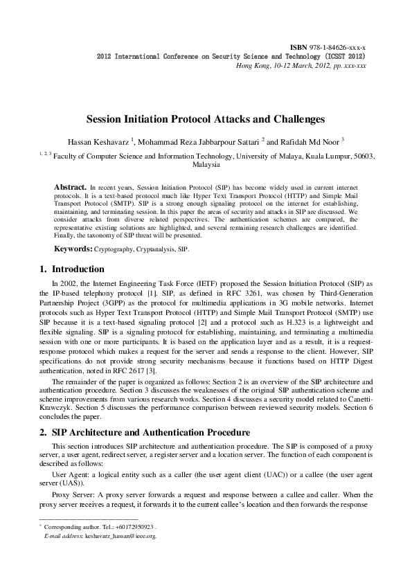 (PDF) Session Initiation Protocol Attacks and Challenges