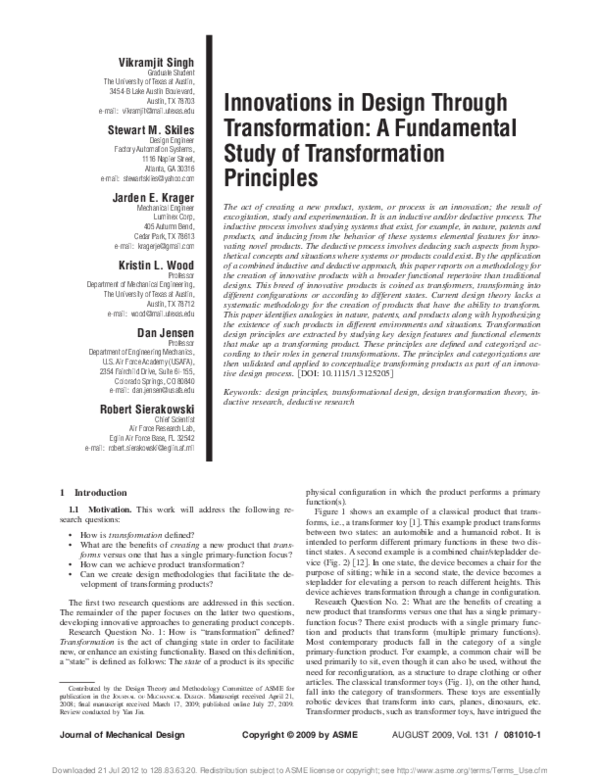 (PDF) Innovations in design through transformation: A fundamental study ...