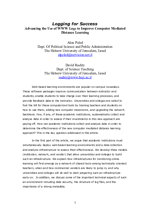 (DOC) Logging for Success