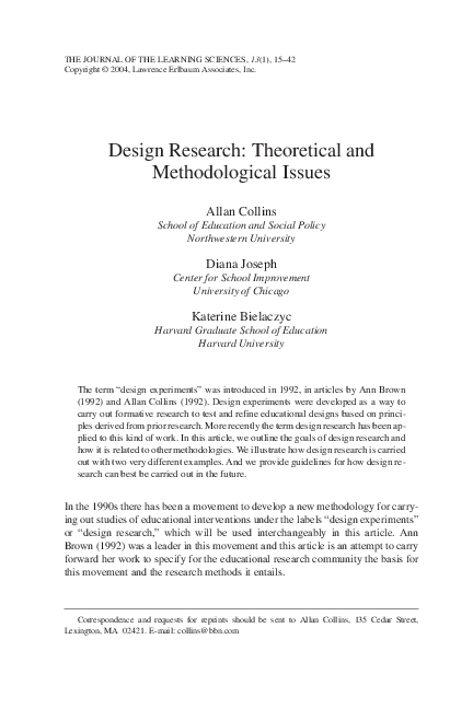 (PDF) Design Research: Theoretical and Methodological Issues