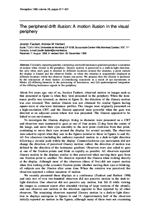(PDF) The Peripheral Drift Illusion: A Motion Illusion In the Visual ...
