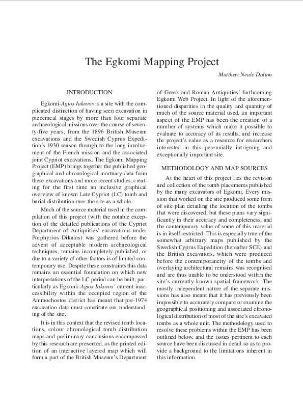 (PDF) The Egkomi (Enkomi) Mapping Project