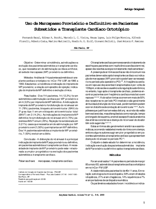 (PDF) Uso de Marcapasso Provisório e Definitivo em Pacientes Submetidos ...