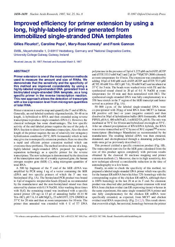 (PDF) Improved Efficiency for Primer Extension by Using a Long, Highly ...