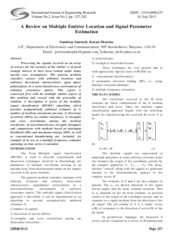 (PDF) A Review on Multiple Emitter Location and Signal Parameter Estimation