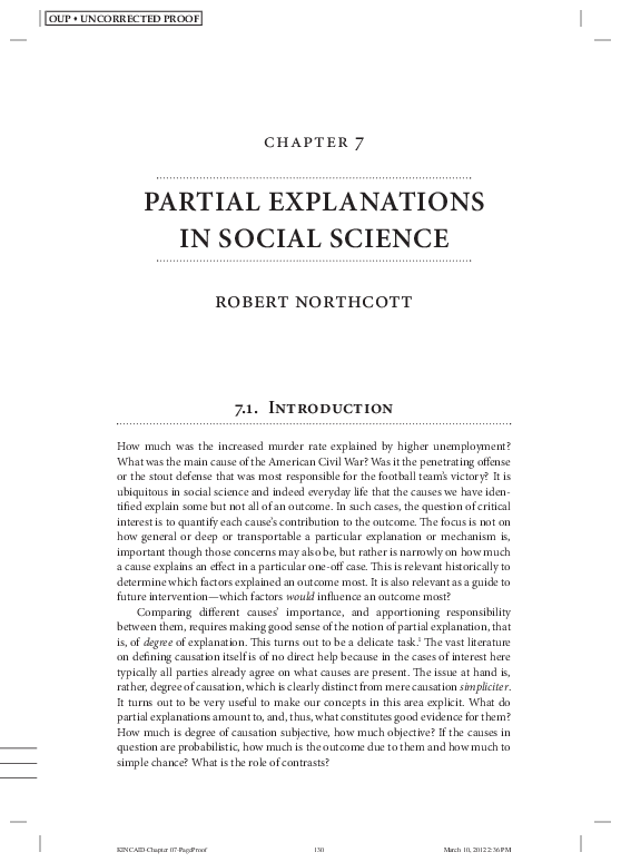 (PDF) Partial explanations in social science