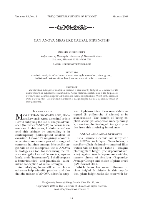 (PDF) Can ANOVA measure causal strength?