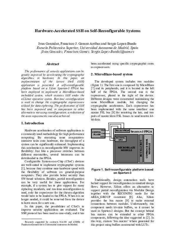 (PDF) Hardware-Accelerated SSH on Self-Reconfigurable Systems