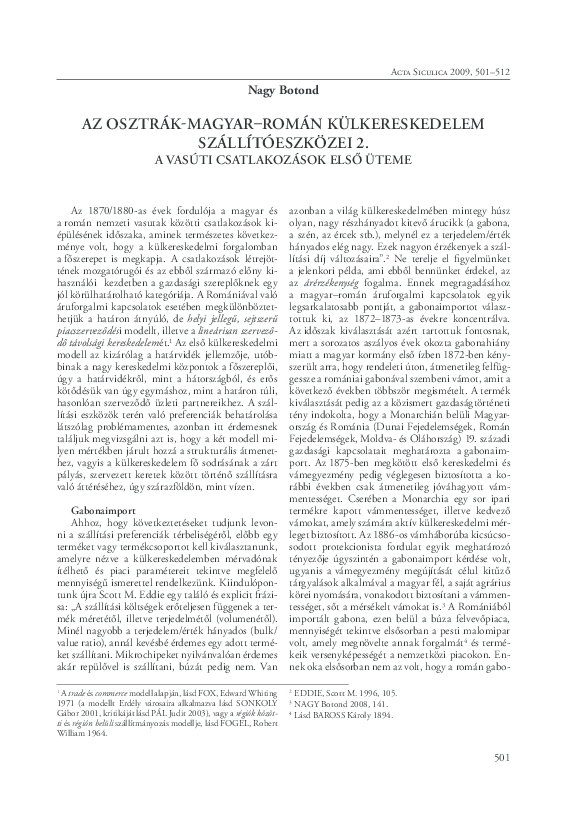 (PDF) Nagy Botond: Az osztrák-magyar–román külkereskedelem ...