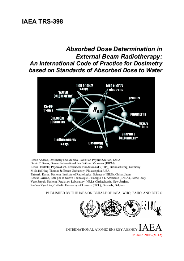 (PDF) TRS 398 DOSIMETRY PROTOCOL FOR RADIOTHERAPY version 05 june 2006