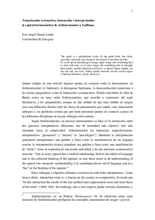 (PDF) Tematización Retroactiva, Interacción e Interpretación: La espiral hermenéutica de ...