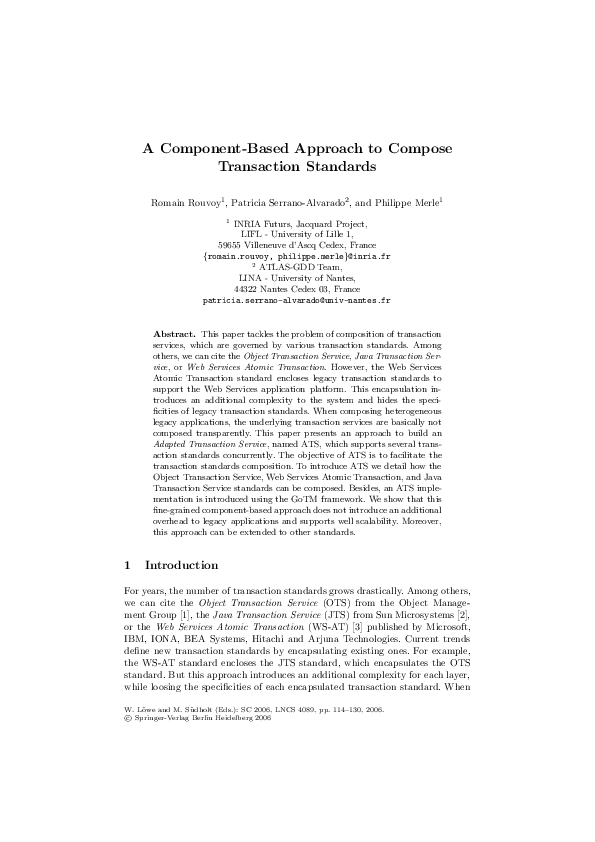 (PDF) A Component-Based Approach to Compose Transaction Standards