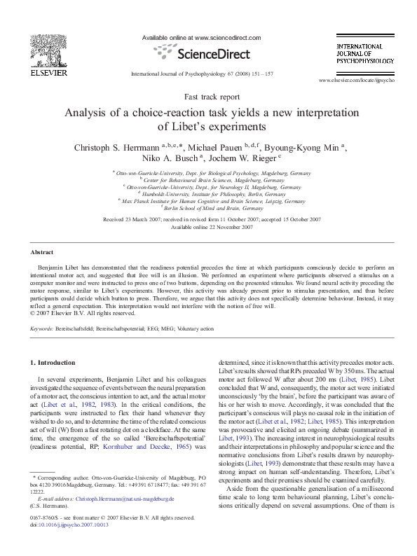 (PDF) Analysis of a Choice-Reaction Task Yields a New Interpretation of ...