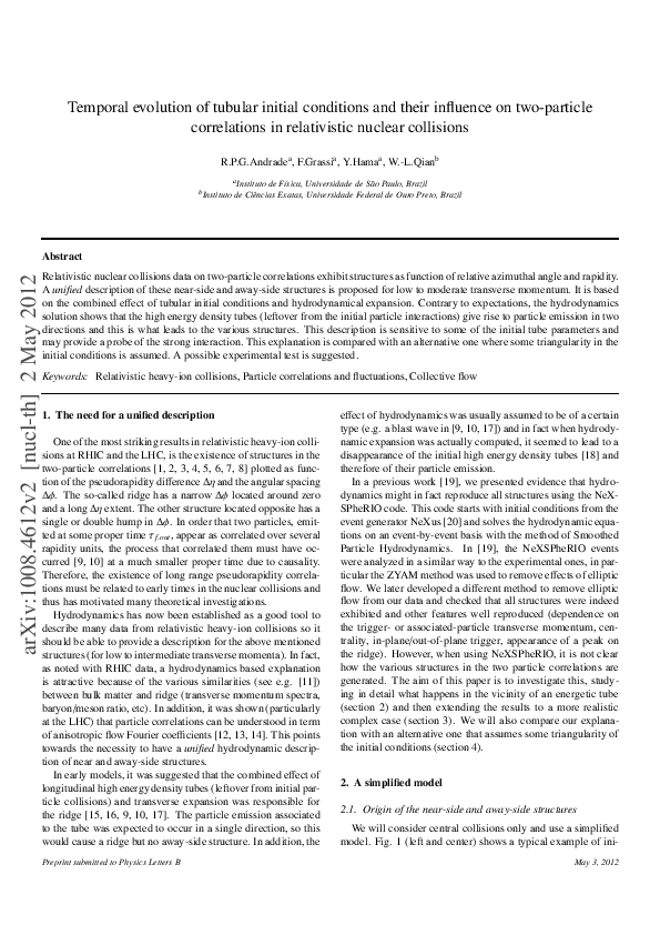 Pdf Influence Of Tubular Initial Conditions On Two Particle Correlations In Relativistic