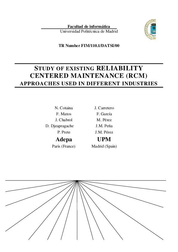 (PDF) STUDY OF EXISTING RELIABILITY CENTERED MAINTENANCE (RCM) APPROACHES USED IN DIFFERENT ...