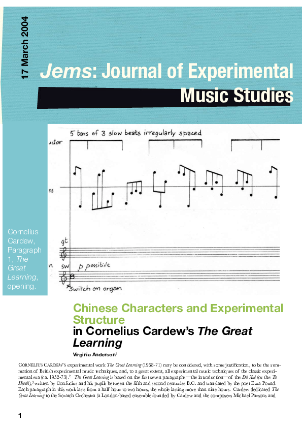 (PDF) 'Chinese Characters and Experimental Structure in Cardew’s The ...