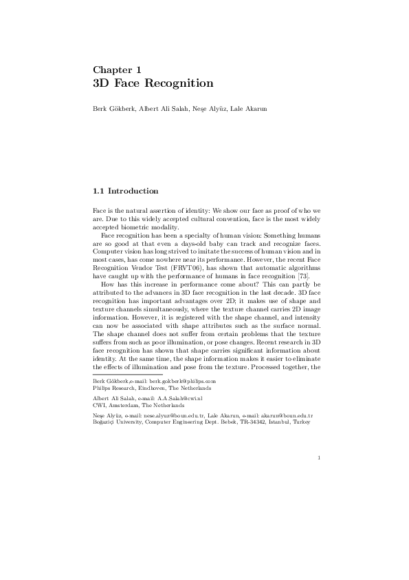 (PDF) 3D Face Recognition