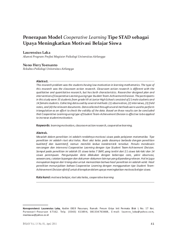 (PDF) Penerapan Model Cooperative Learning Tipe STAD sebagai Upaya Meningkatkan Motivasi Belajar ...