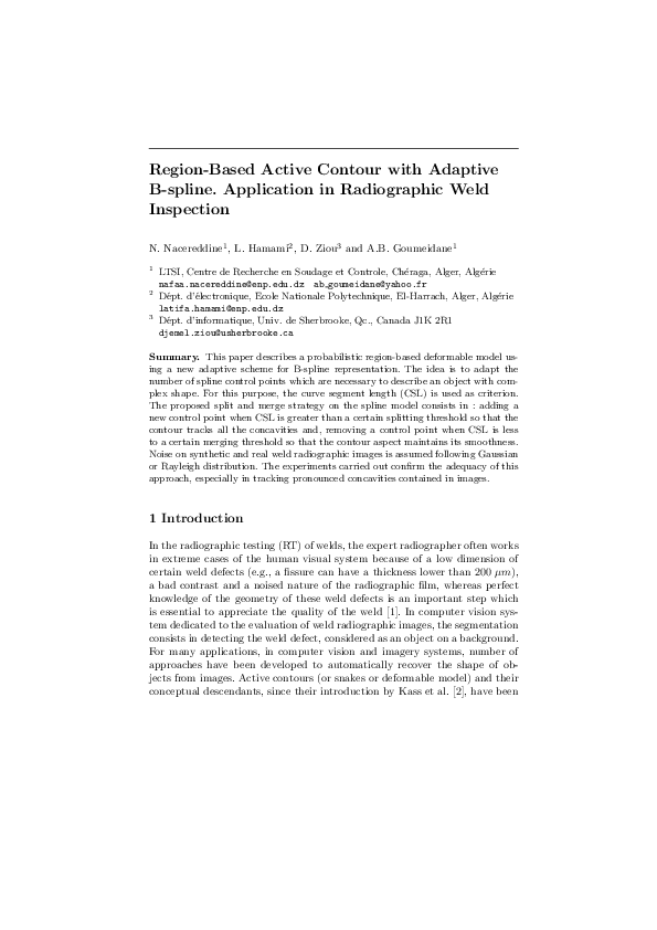 (PDF) Region-based active contour with adaptive B-spline. Application ...