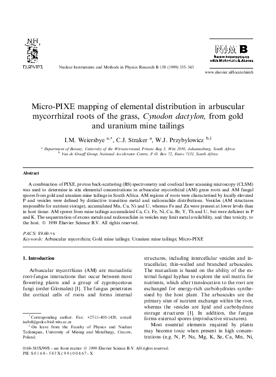 (PDF) Micro-PIXE mapping of elemental distribution in arbuscular mycorrhizal roots of the grass ...