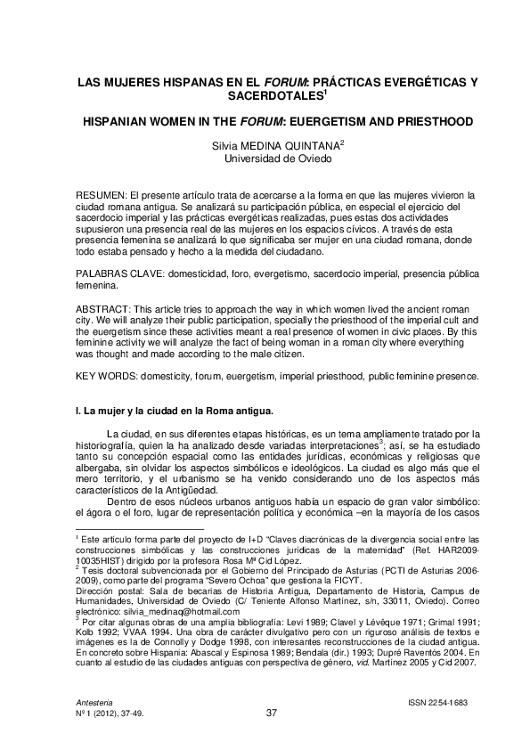 (PDF) Las mujeres hispanas en el forum: prácticas evergéticas y ...