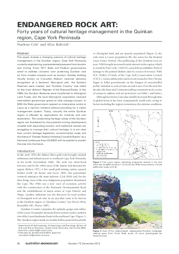 (PDF) Endangered Quinkans Forty years of cultural heritage management ...