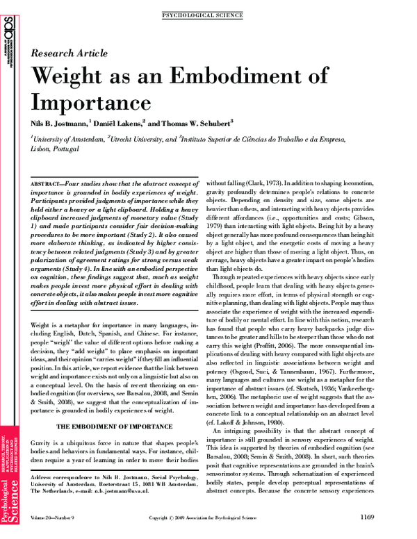 (PDF) Weight As An Embodiment of Importance