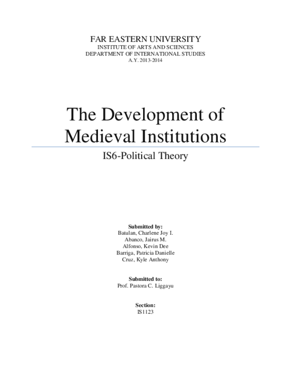 (DOC) The Development of Medieval Institutions