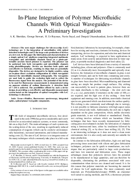 (PDF) Microfluidic channels with ultralow-loss waveguide crossings for various chip-integrated ...