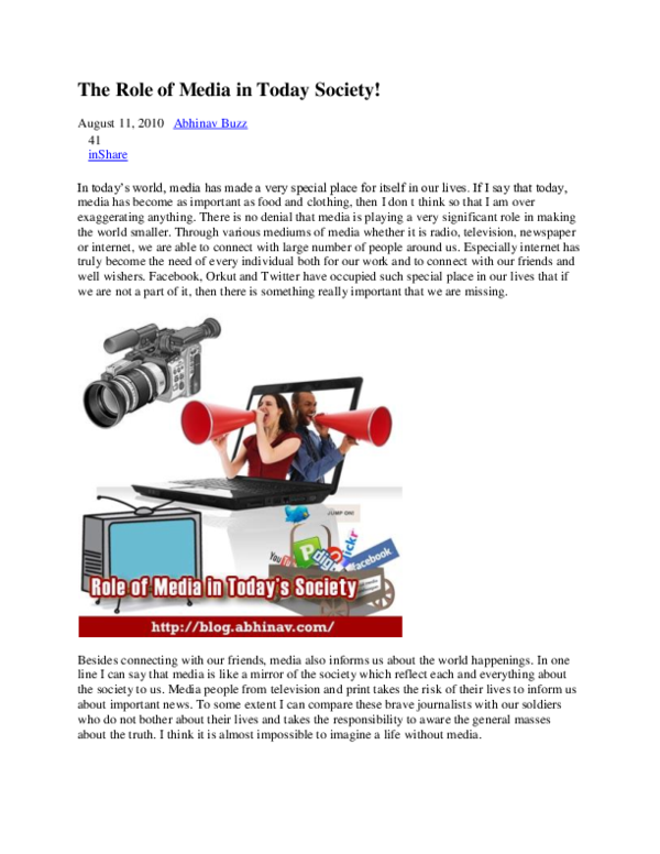 (DOC) The Role of Media in Today Society!