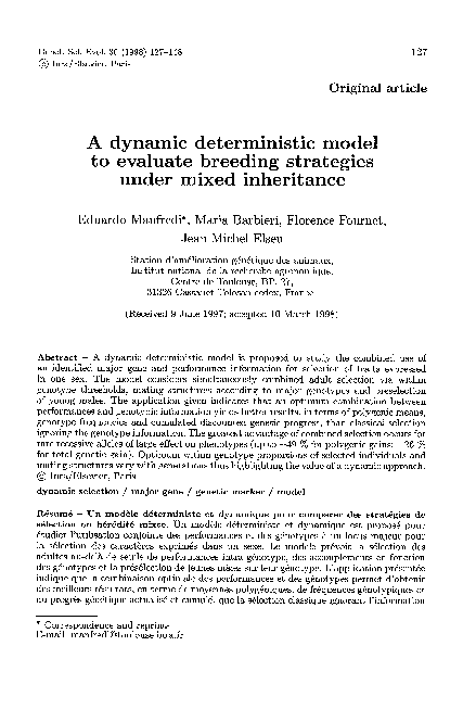 (PDF) A dynamic deterministic model to evaluate breeding strategies under mixed inheritance