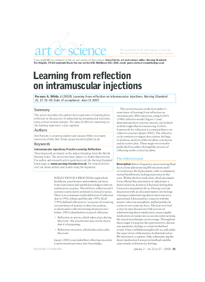 (PDF) Learning from reflection on intramuscular injections
