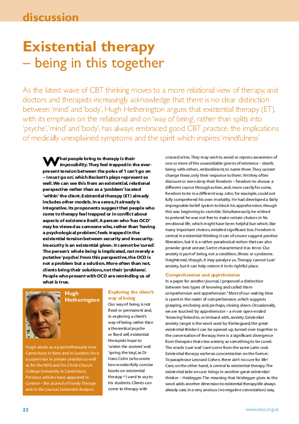 (PDF) Existential Therapy - Being in This Together