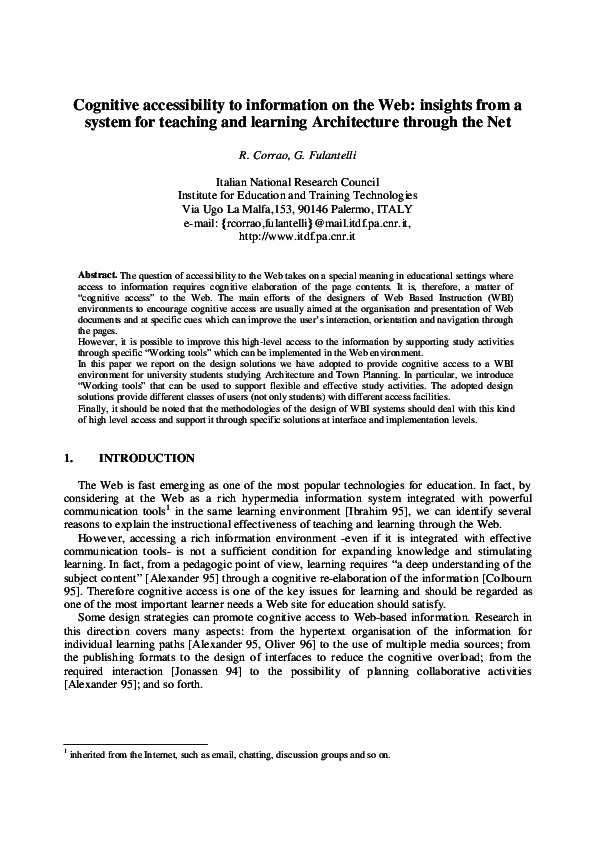 (PDF) Cognitive accessibility to information on the Web: insights from ...