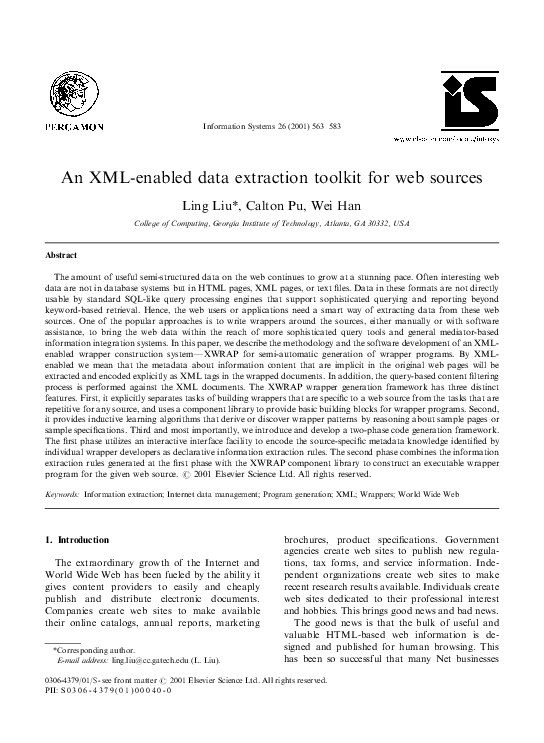 Pdf An Xml Enabled Data Extraction Toolkit For Web Sources
