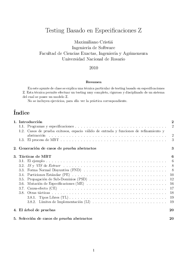 (PDF) Testing Basado En Especificaciones Z