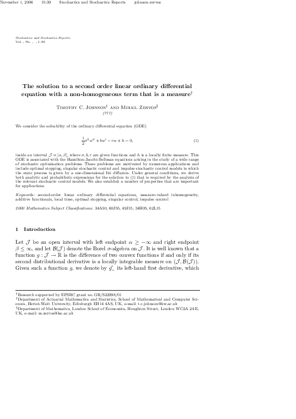 Pdf Solving Non Homogeneous Second Order Odes