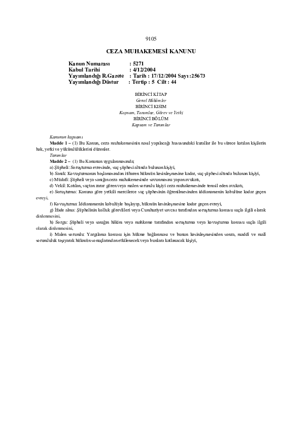 (PDF) CEZA MUHAKEMESİ KANUNU