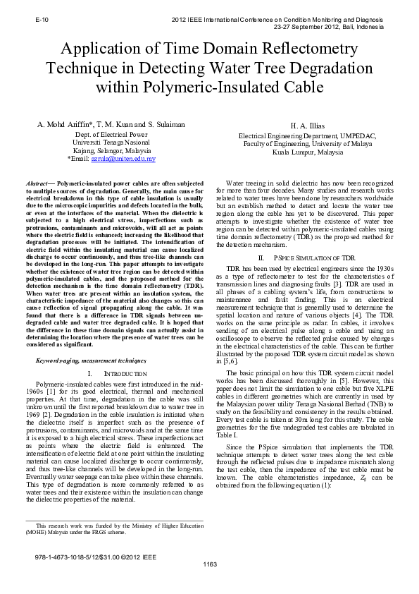 (PDF) Application of time domain reflectometry technique in detecting ...