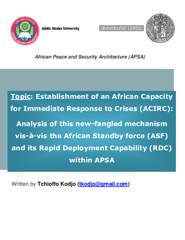 (PDF) Establishment of an African Capacity for Immediate Response to ...