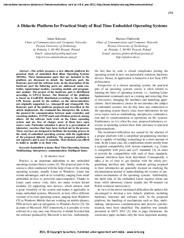 (PDF) Didactic Platform for Practical Studying Real Time Embedded Operating Systems
