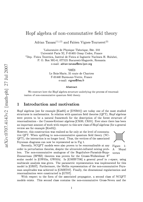 (PDF) Hopf algebra of non-commutative field theory