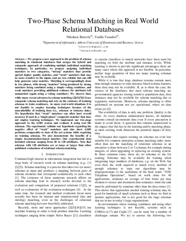 (PDF) Two-Phase Schema Matching In Real World Relational Databases