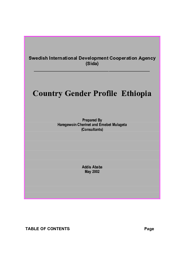 (PDF) Country Gender Profile Ethiopia