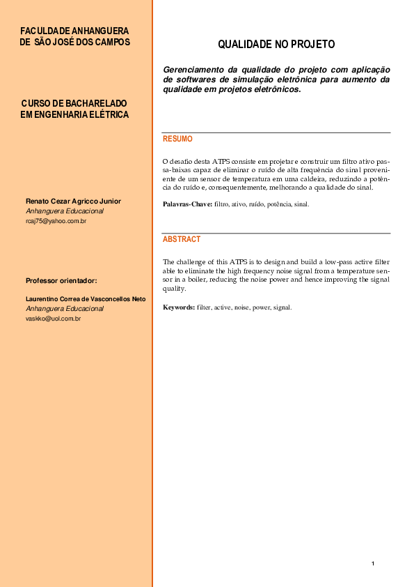 (PDF) FACULDADE ANHANGUERA DE SÃO JOSÉ DOS CAMPOS CURSO DE BACHARELADO EM ENGENHARIA ELÉTRICA ...