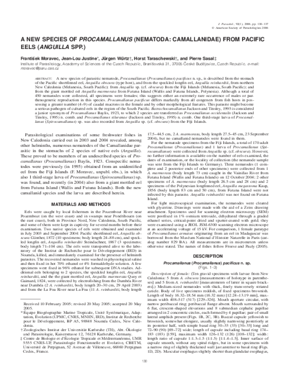 (PDF) A new species of Procamallanus (Nematoda: Camallanidae) from ...