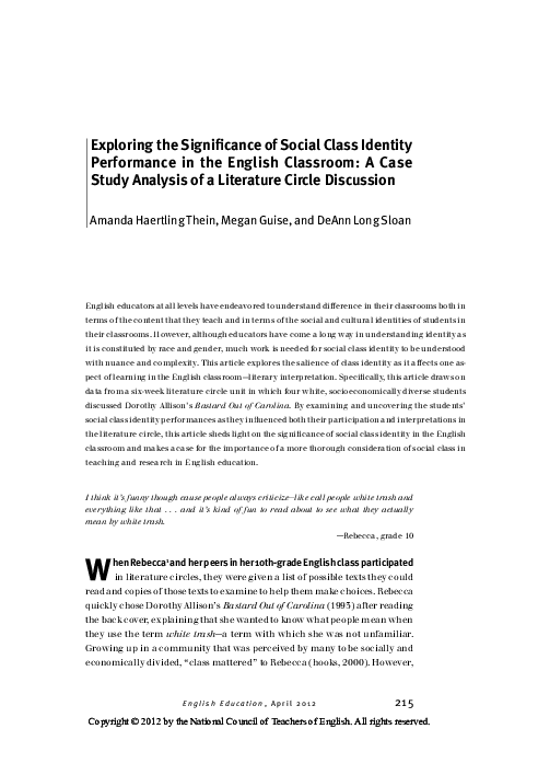 (PDF) Exploring the significance of social class identity performance ...